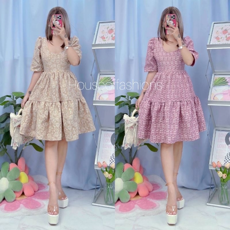 CHAREE EMBOSSED FORMAL TIERED DOLL DRESS *RANDOM PRINT* BY ...