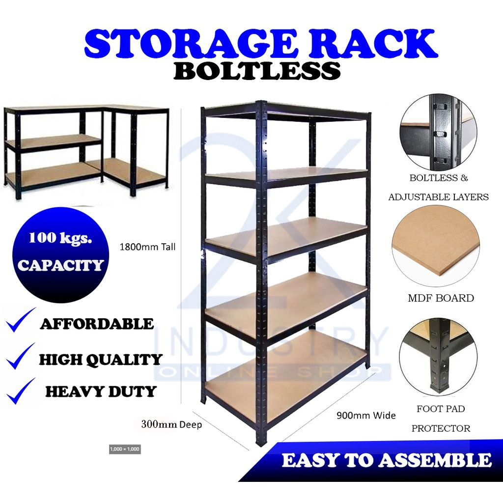 Boltless Steel Rack Shelves 5 Layers Adjustable Stocking Rack Organizer ...