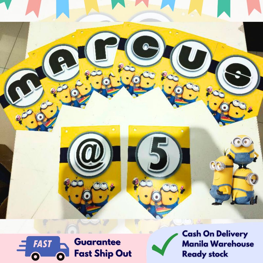 Partify MINIONS Theme customizable banner kids girls and boy party ...
