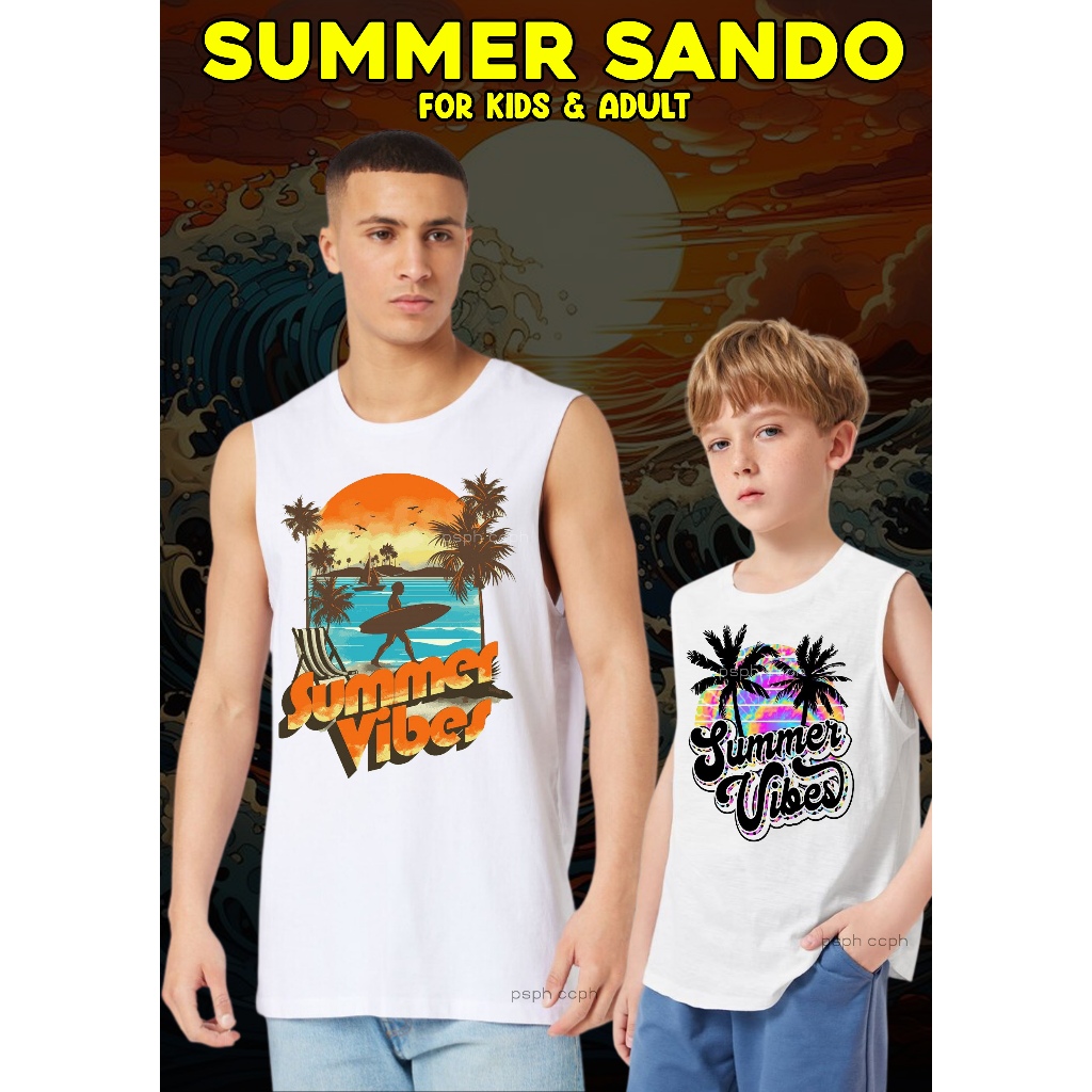 SUMMER SANDO (BATCH1) Kids and Adult Tank Top/ Muscle Tee/ Mens Sando ...