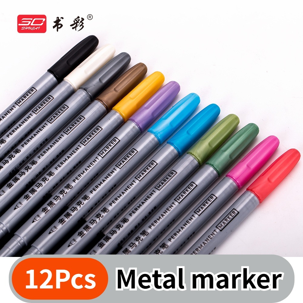 12pcs Metal Marker Waterproof Metal Marker Pens DIY Graffiti Painting ...