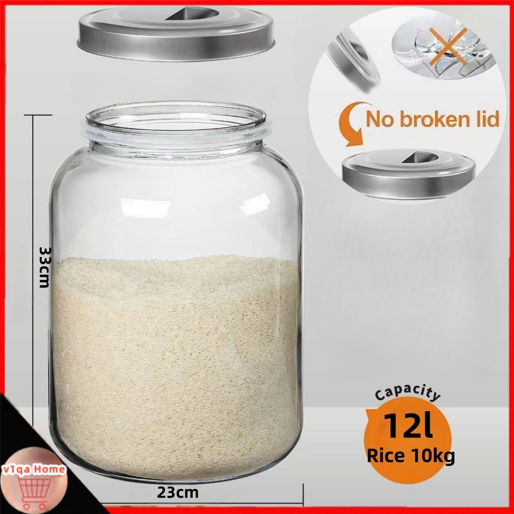 glass bigasan rice dispenser 10 kilos aesthetic big jar glass container ...