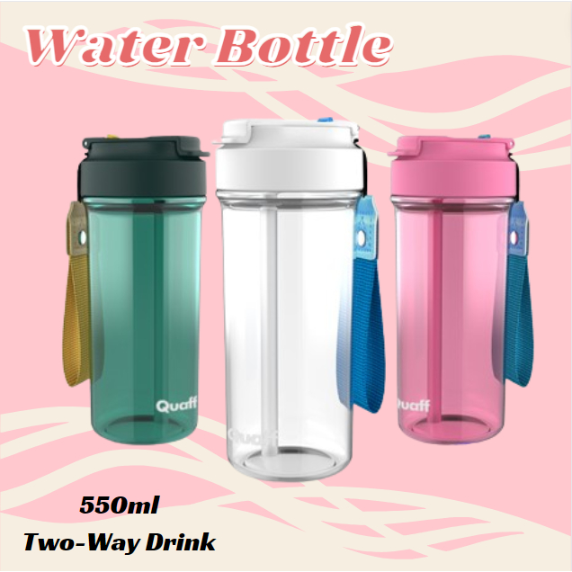 QUAFF two-way drink water bottle 550ml (White, Pink, Green) | Shopee Philippines