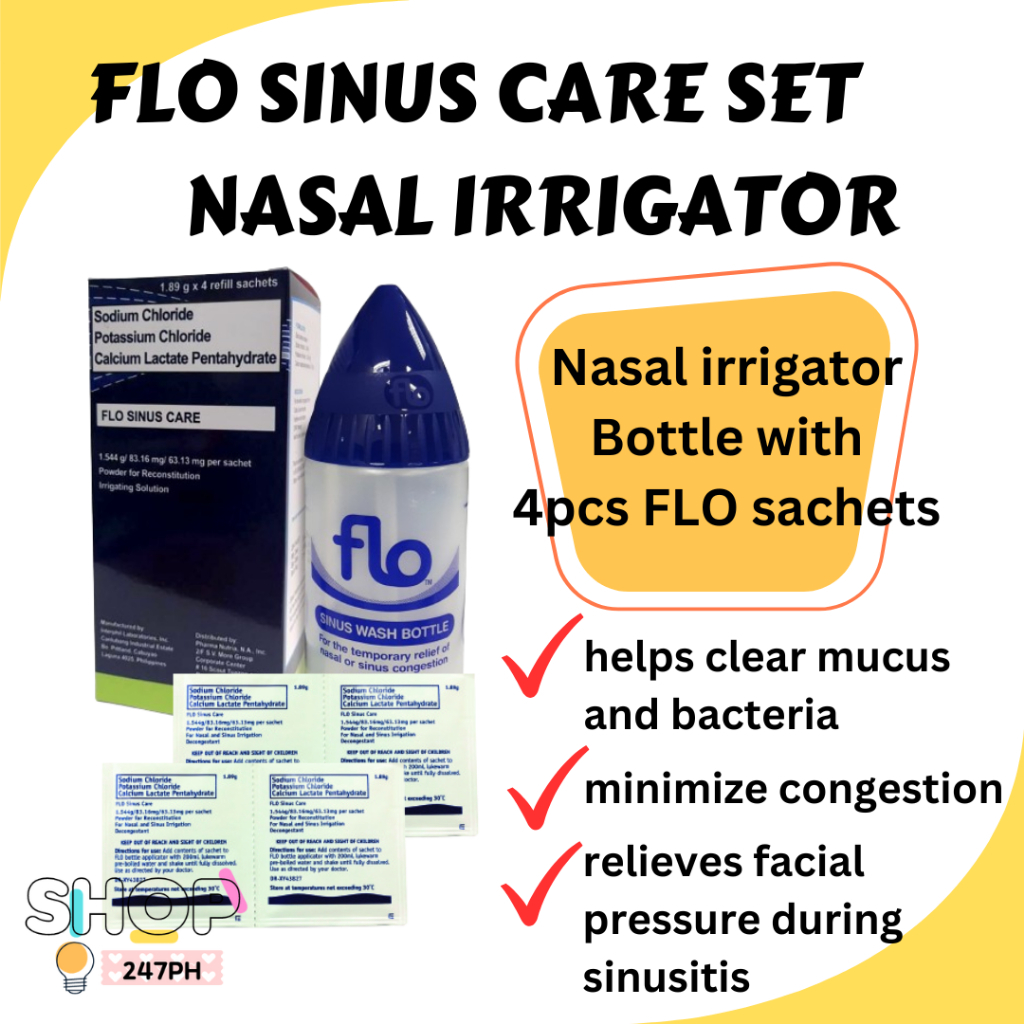 Flo Sinus Care Kit FLO CRS Nasal Wash Irrigator Nasal Spray for ...