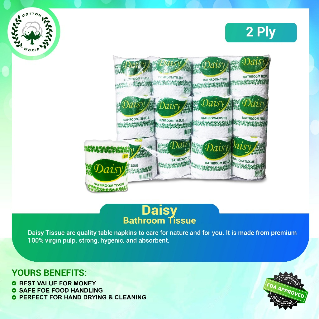 Daisy Bathroom Tissue 24 Rolls 360 Sheets, 180 Pulls, 2 Ply | Shopee ...