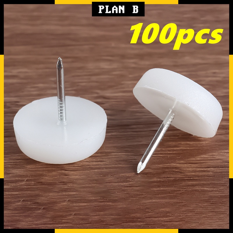 100pcs 14mm Plastic Nail Glide Table Desk Cabinet Leg Glides Pads Chair ...
