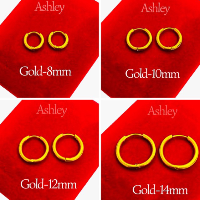 Stainless Gold Loops Earrings Pairs 8mm 10mm 12mm 14mm 16mm | Shopee ...