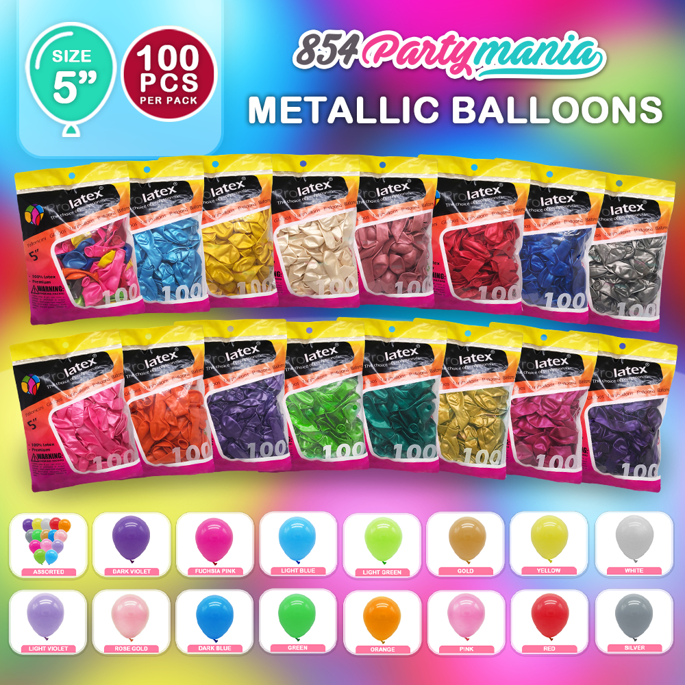 100PCS Balloons Size 5 Metallic Prolatex Birthday Party Needs Round ...