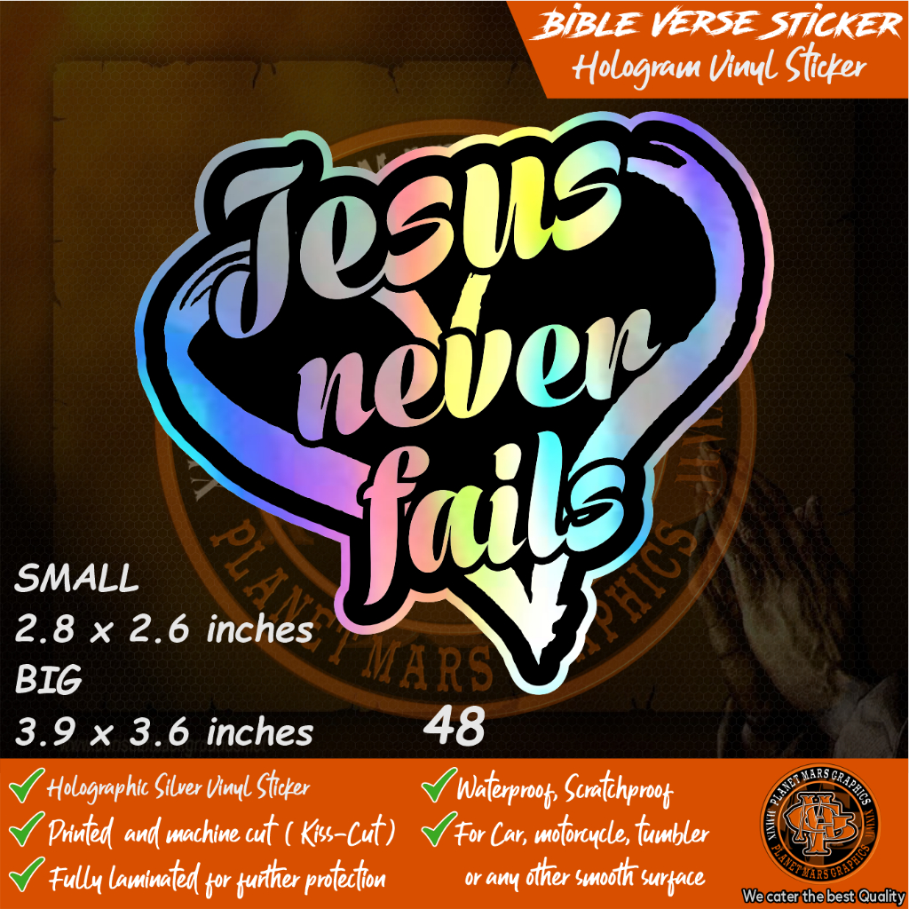 BIBLE VERSE STICKER RELIGIOUS HOLOGRAM DECAL FOR CAR MOTORCYCLE ANYWHRE ...