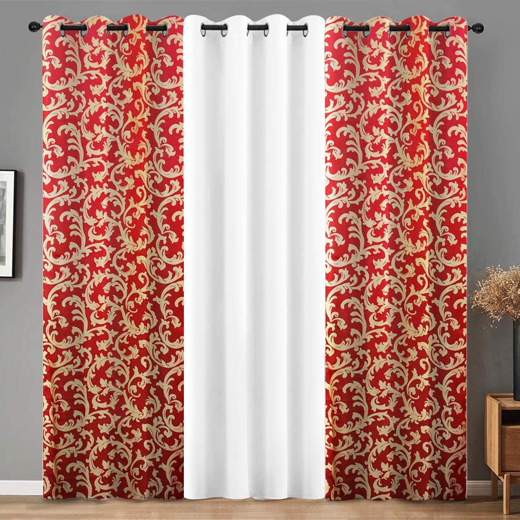 KAWAYI Jacquard Luxury Brocade Curtains Drapes Window for Living Room ...