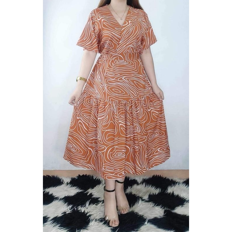 PLUSSIZE MIRA OVERLAP MAXI DRESS (CHALLIS) | Shopee Philippines