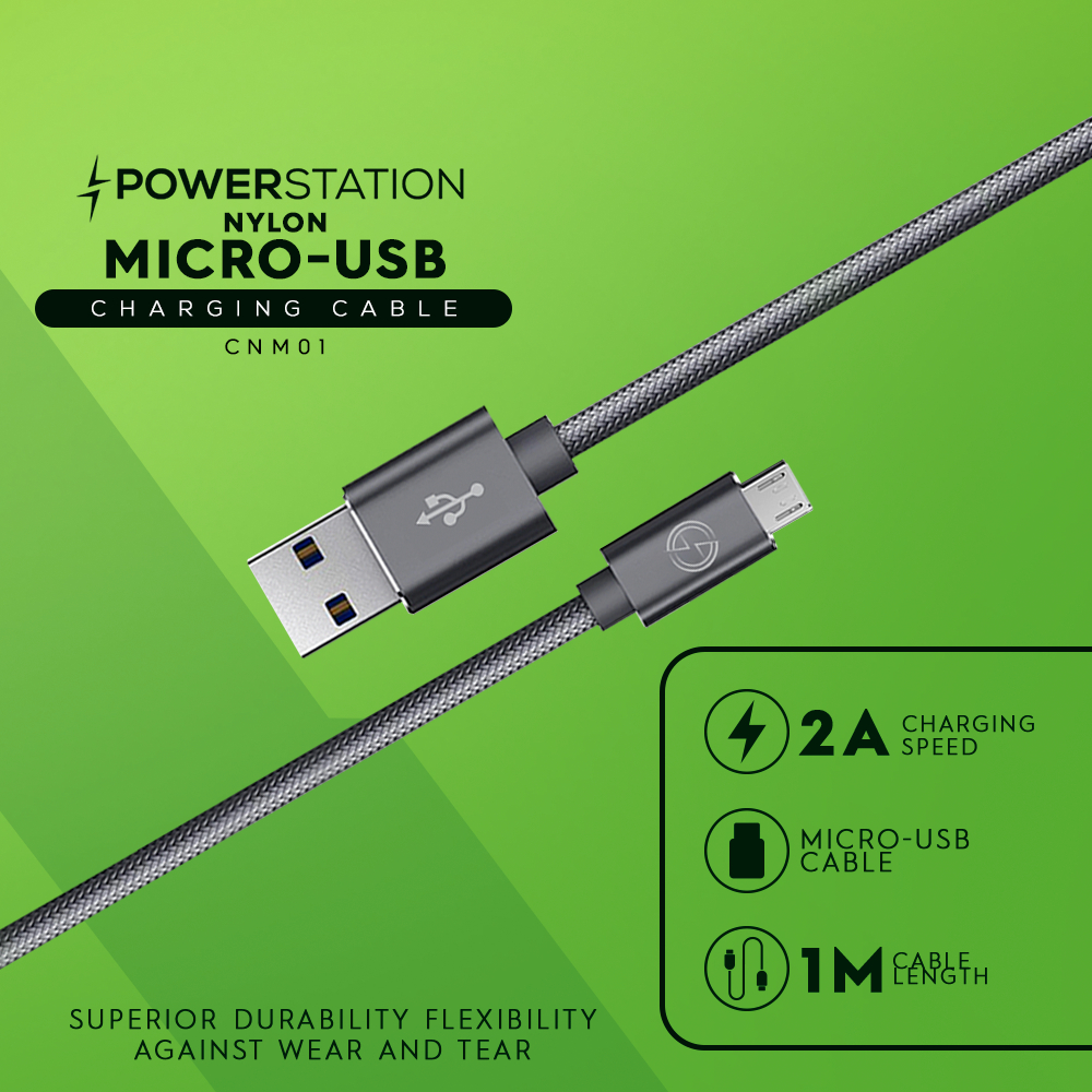 Powerstation Nylon Micro USB Charging Cable 2A 1M Length CNM01 | Shopee ...