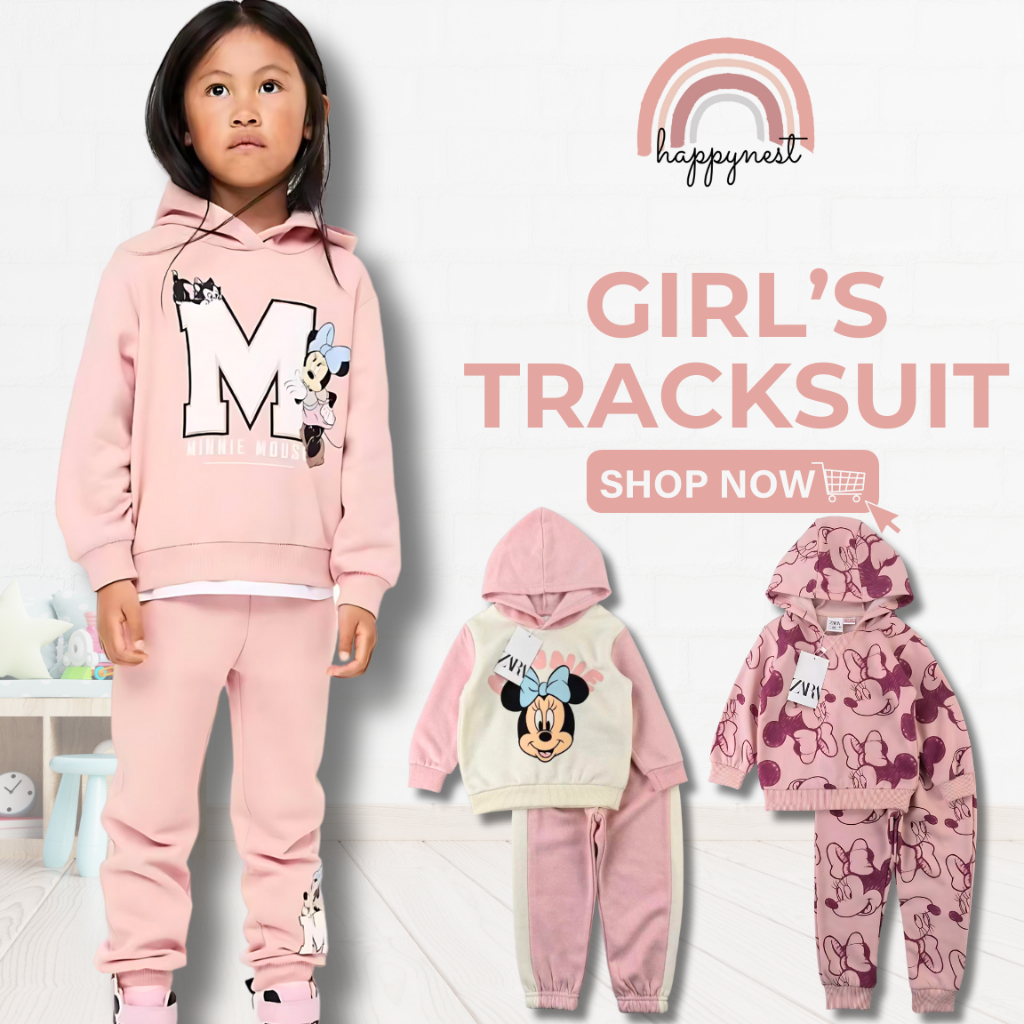 Primark Minnie Mouse H and M Girls' Cotton Hoodie Set : Age 2-6Y, Fashion Top for Kids With ...