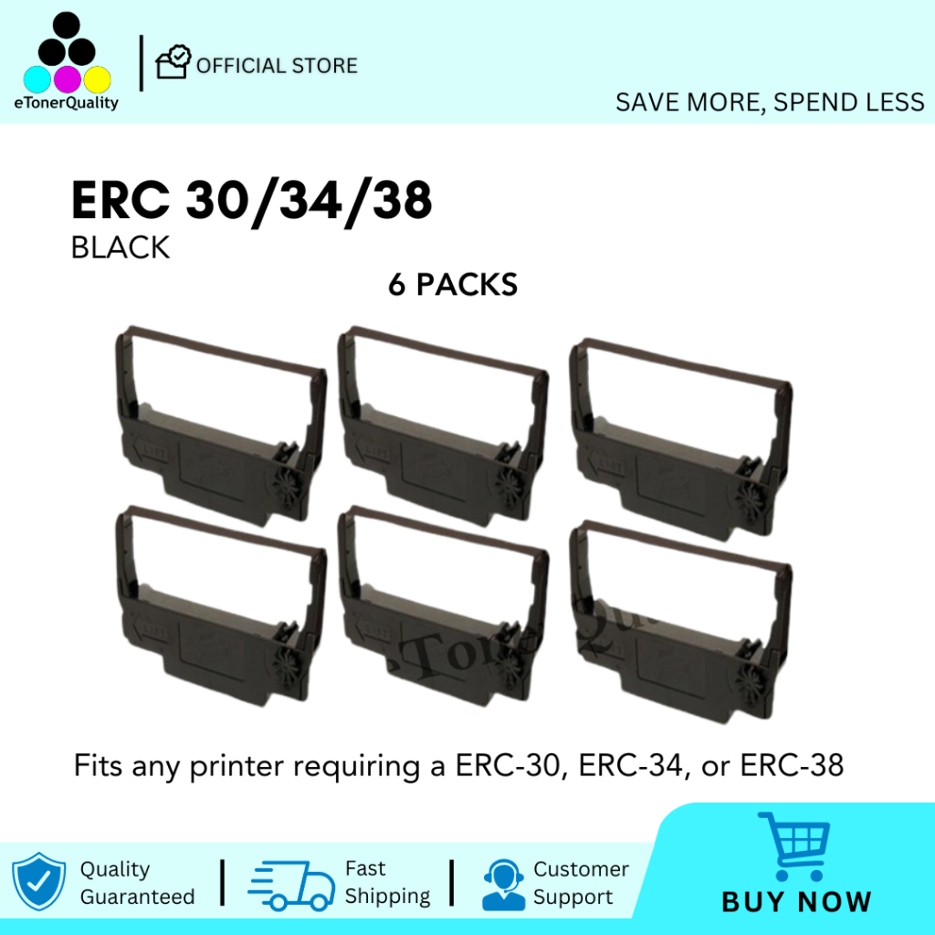 eTONER ERC 30 ERC 34 ERC 38 ERC 30/34/38 Black Compatible Ink Ribbon ...