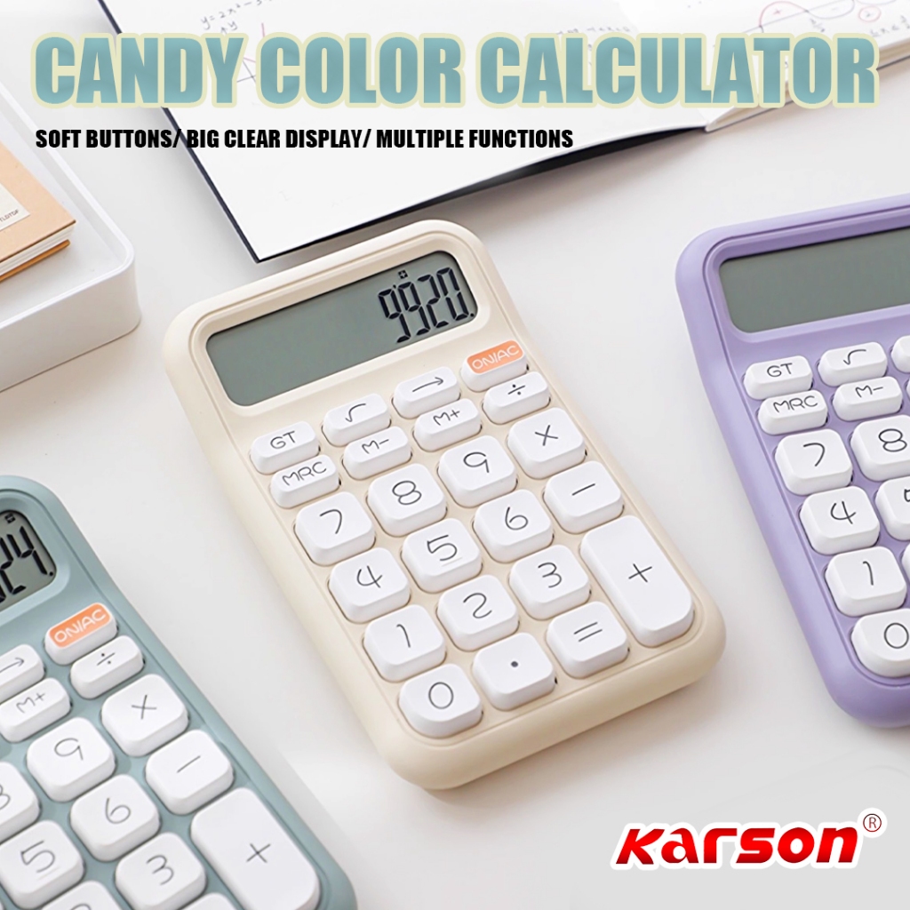 Karson Pocket Calculator Mini 12 digits for Accounting Aesthetic Purple ...