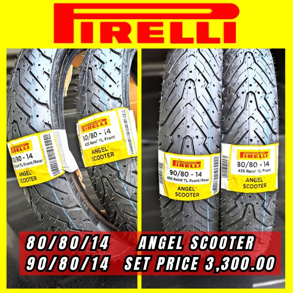 80/80/14 & 90/80/14 PIRELLI ANGEL SCOOTER TIRES FREE PITO FREE SEALANT ...
