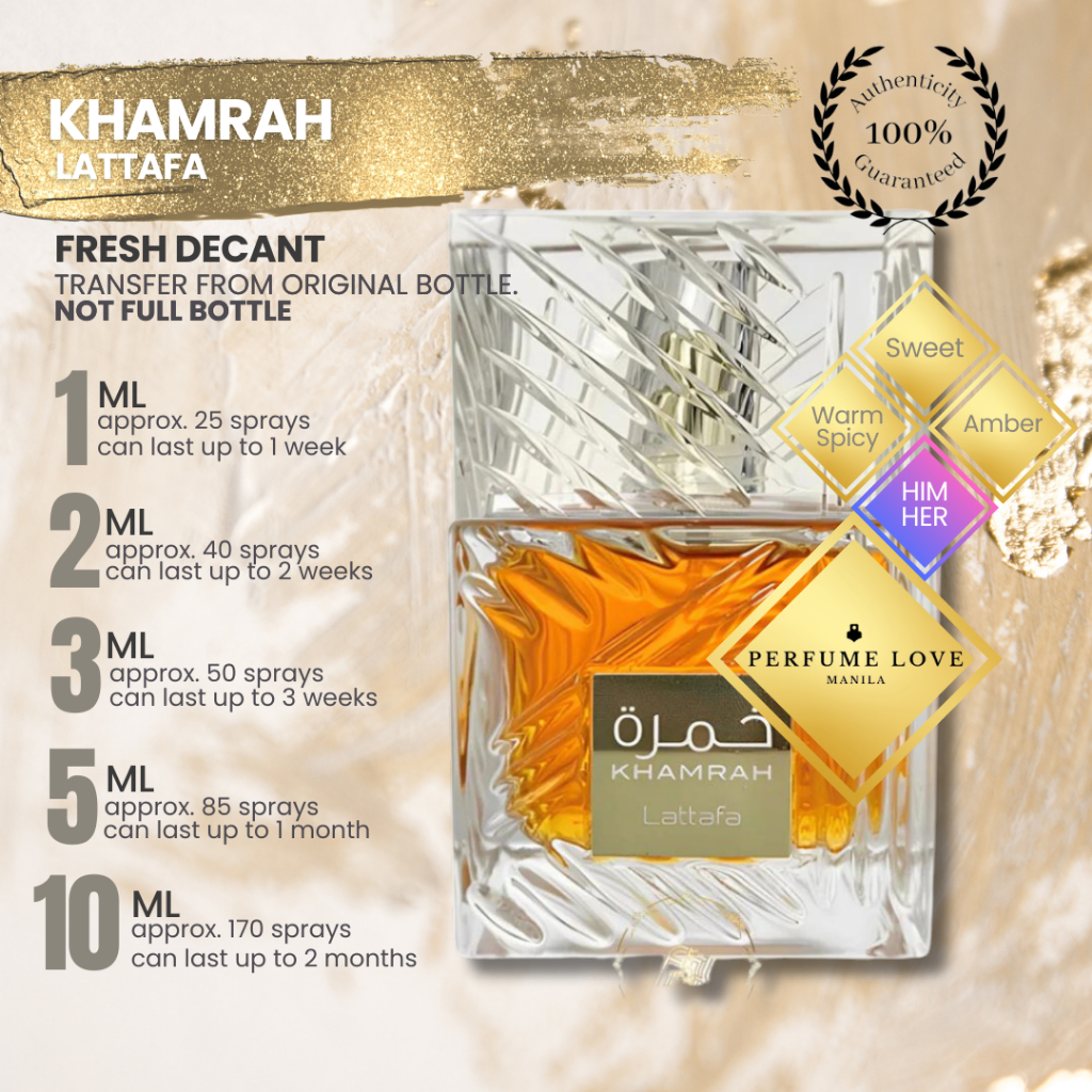 PERFUME DECANT Lattafa Khamrah (Angels Share Dupe) | Shopee Philippines