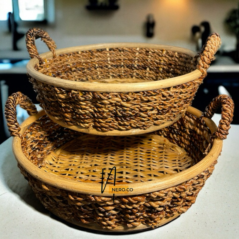 ROUND ABACA Tray | MEDIUM | LARGE | Native Tray | Elephant Ear Type ...