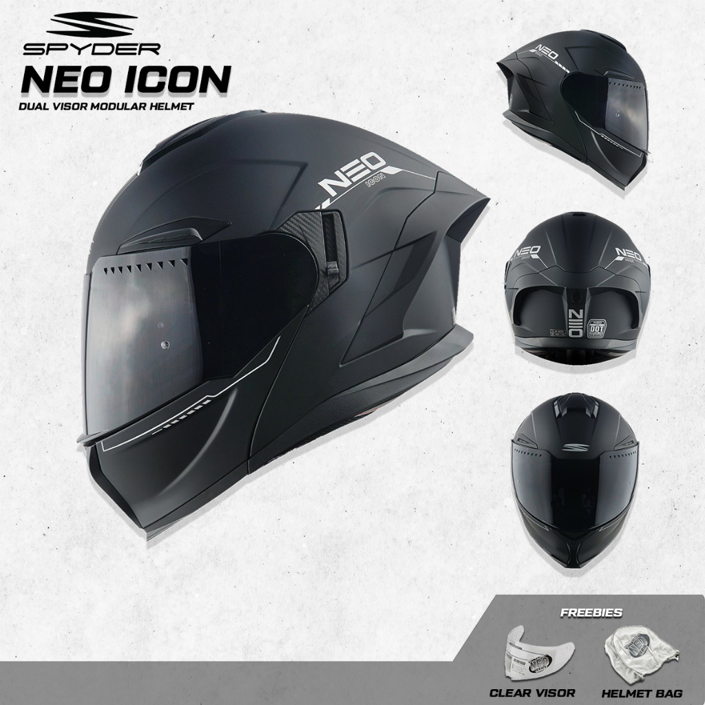 SPYDER NEO ICON DUAL VISOR MODULAR HELMET FREE CLEAR LENS | Shopee ...