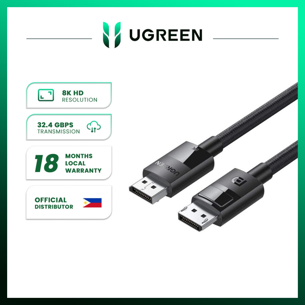UGREEN Displayport Male to Male DP Braided Cable ABS Shell 1.4 8k 1.5M ...
