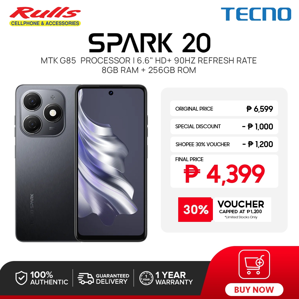 TECNO Spark 20 Smartphone | 8GB RAM + 256GB ROM | MTK G85 | 50MP Main Camera | 6.6" HD+ 90Hz ...