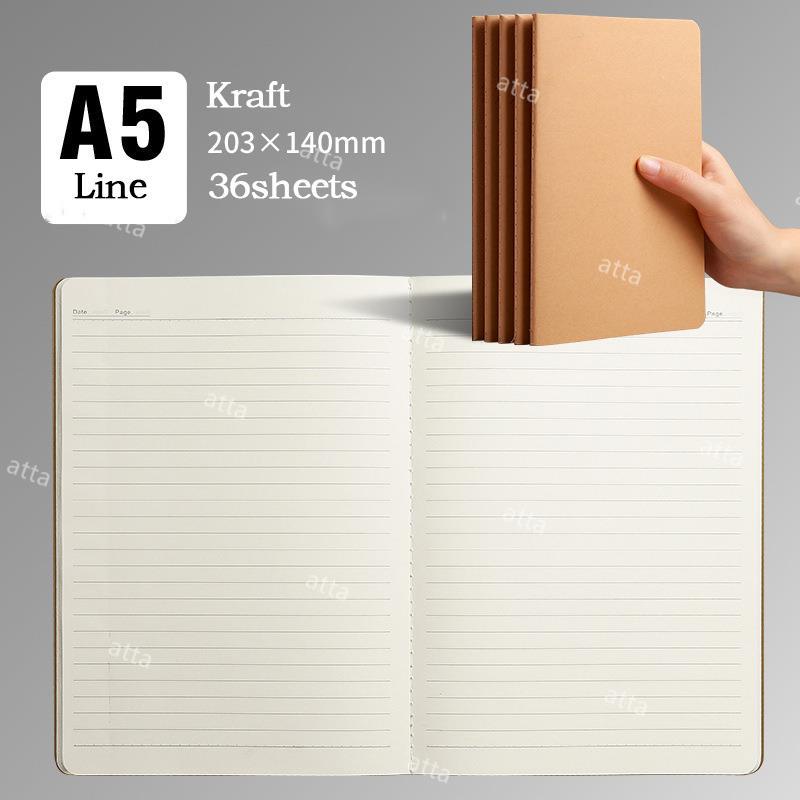 A5/B5 Black/Kraft Notebooks 36Sheets Line Grid Blank Notepad School ...