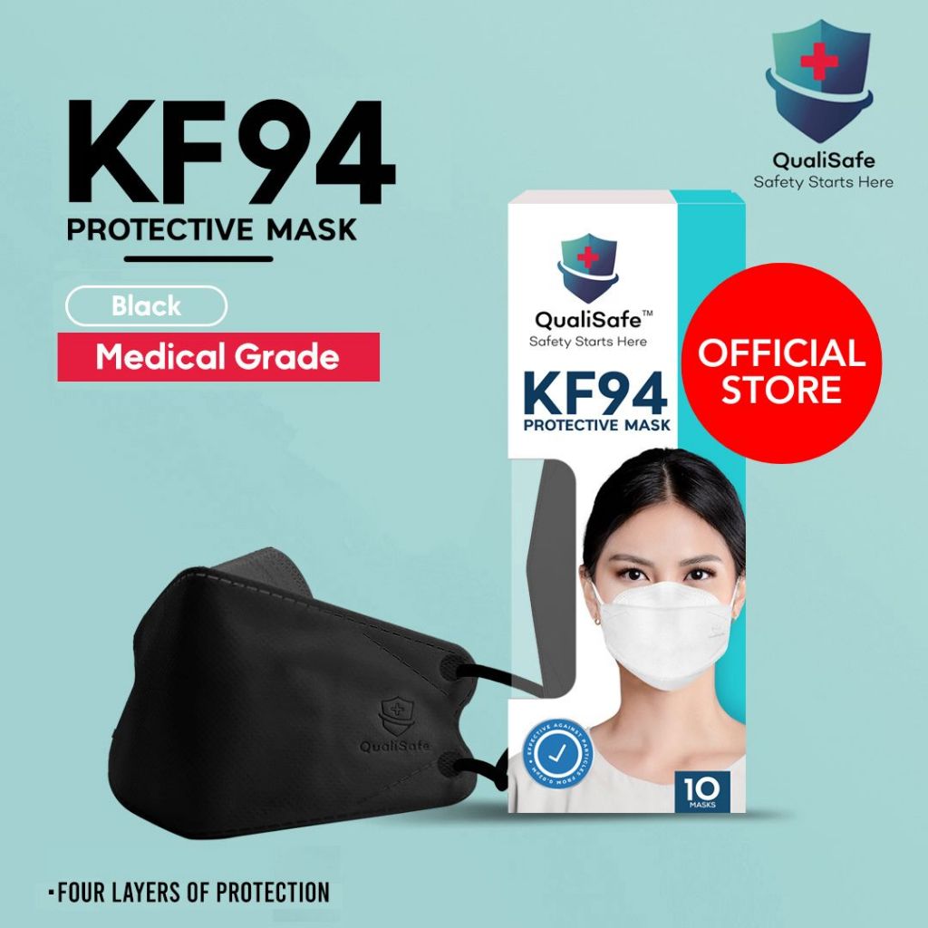 QUALISAFE PROTECTIVE KF94 MASK BLACK 10 PCS PER BOX | Shopee Philippines