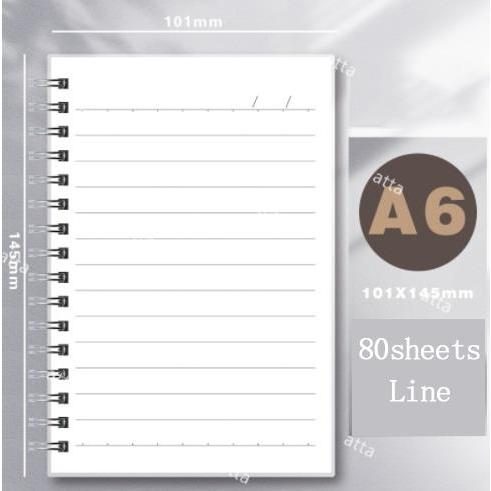 A4/B5/A5/A6 80Sheets Transparent Cover Spring Notebook Line/Blank/Grid ...