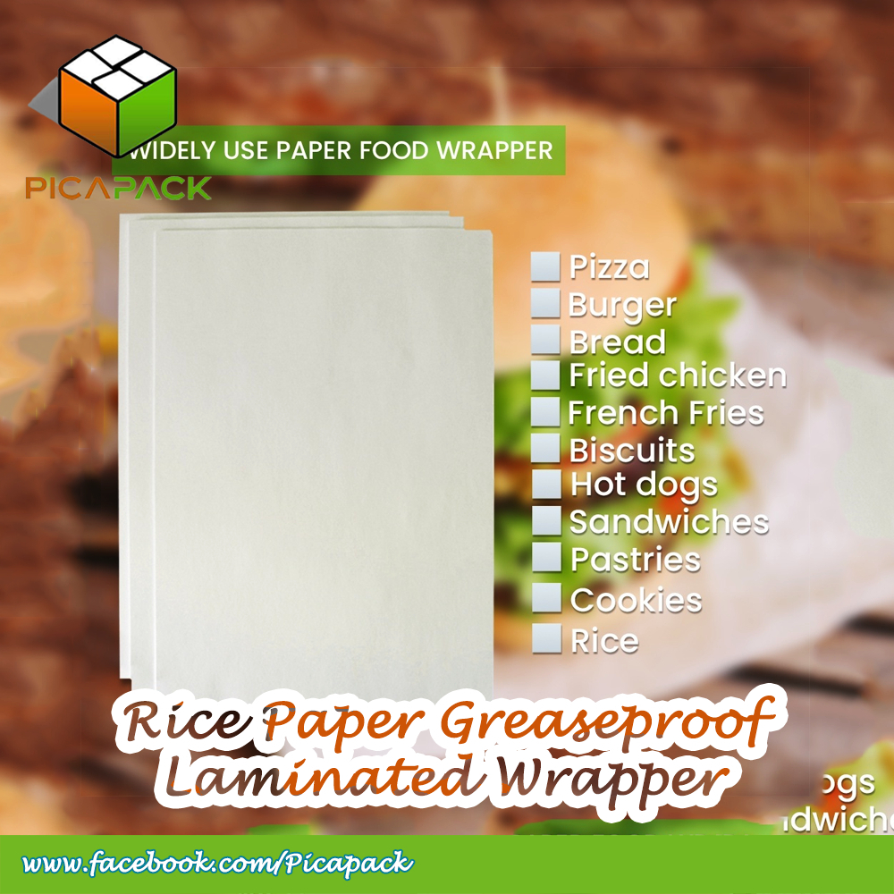 100pcs Rice Paper Greaseproof Laminated Wrapper Wax Food Packaging ...