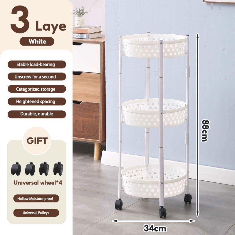 BINCOO 3 Layers Folding Trolley Cart Installation-Free Shelf With ...