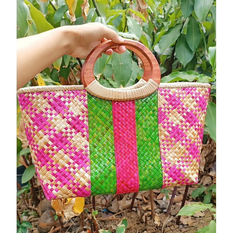 Pandan handbag with lining and zipper native bag | Shopee Philippines