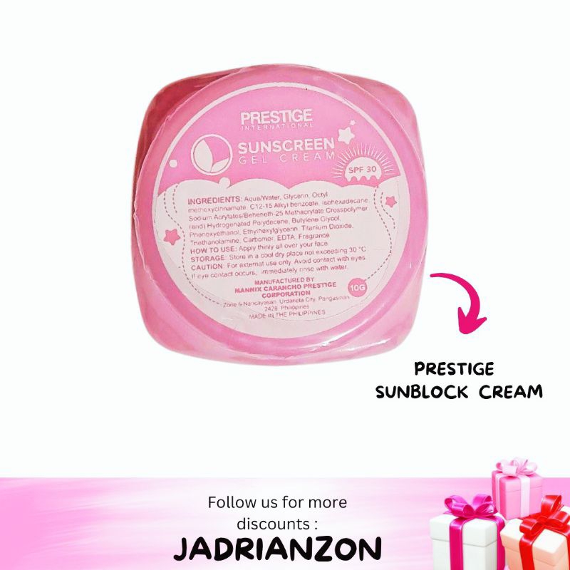 Prestige Sunscreen Sunblock Gel Cream SPF 30 | Shopee Philippines
