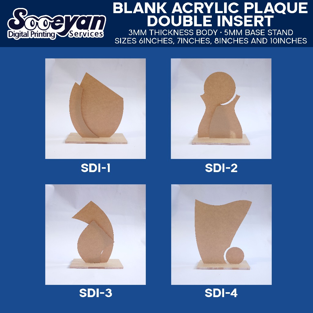 ACRYLIC PLAQUE DOUBLE INSERT (BLANK ONLY) | Shopee Philippines