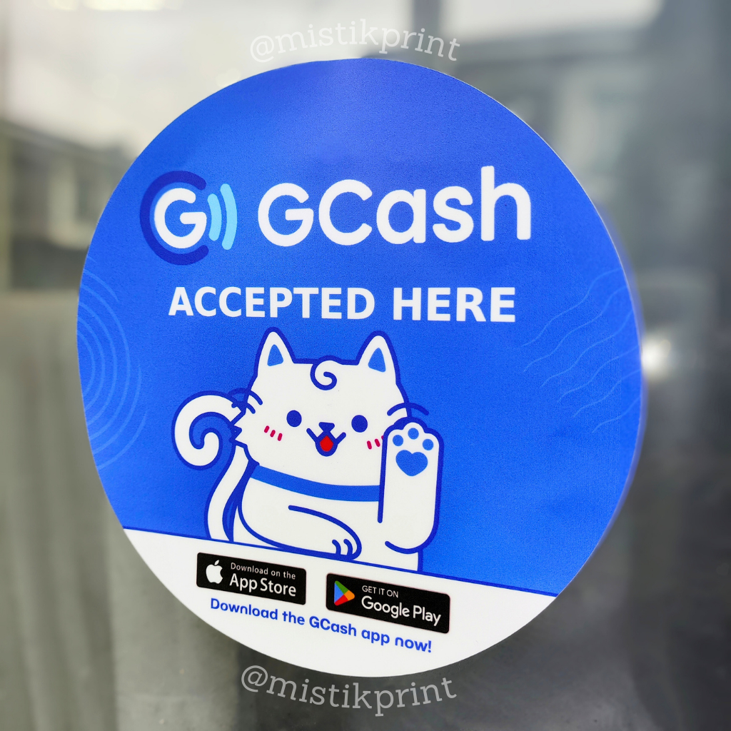 GCASH Accepted Here Sign Round Waterproof Sticker | Shopee Philippines