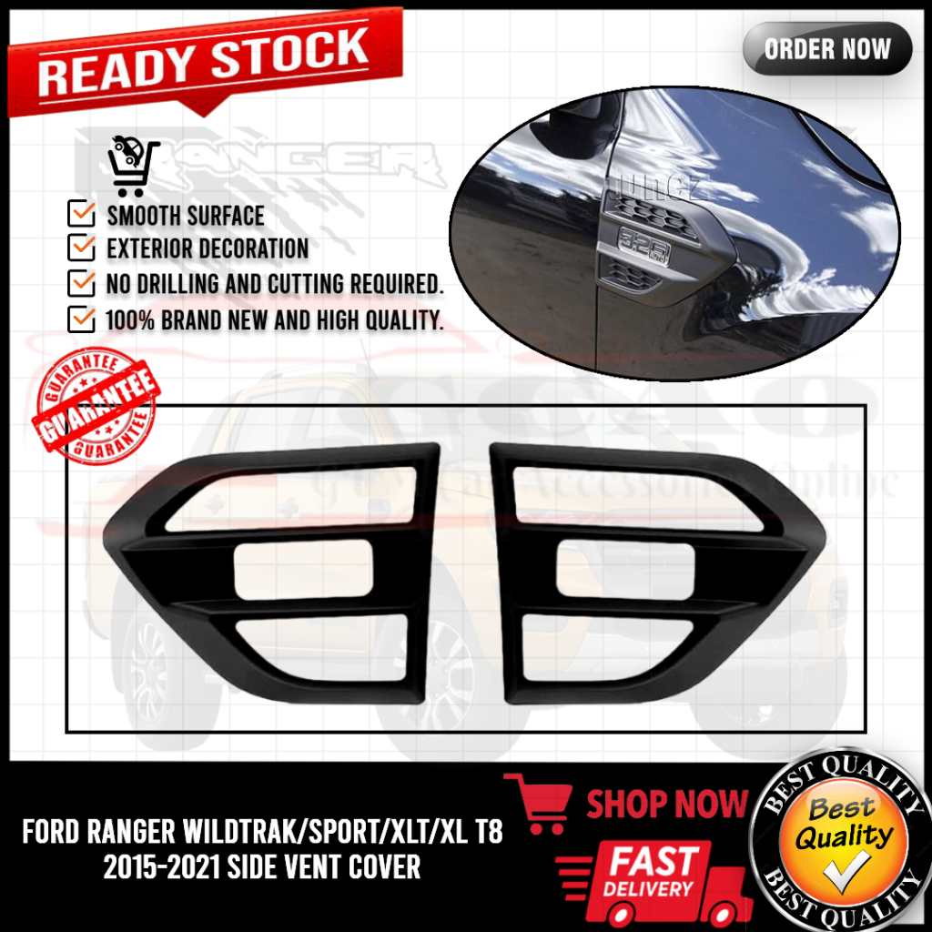 GCAO - FORD RANGER WILDTRAK/SPORT/XLT/XL T8 2015 - 2021 SIDE VENT COVER ...
