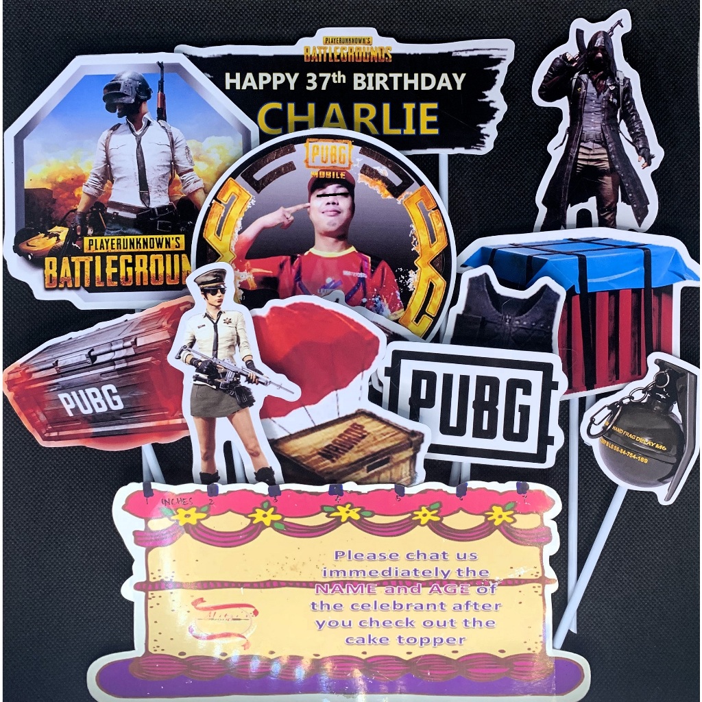 PUBG cake topper with personalized name and age of celebrant | Shopee ...