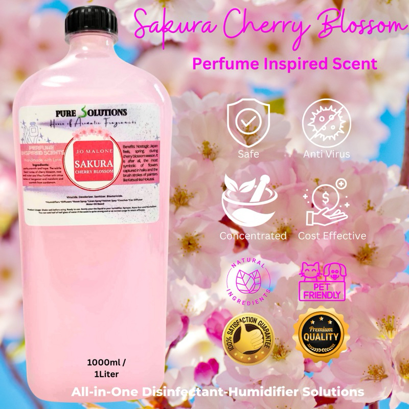 PURE SOLUTIONS SAKURA CHERRY BLOSSOM Disinfectant Solution Scent Waterbased Essential Oil ...