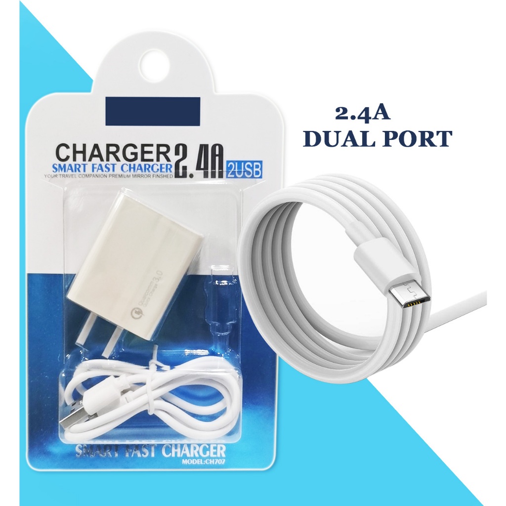 UNIVERSAL 2U FLAT SMART FAST CHARGER 2.4A DUAL PORT MICRO FAST CHARGER ...