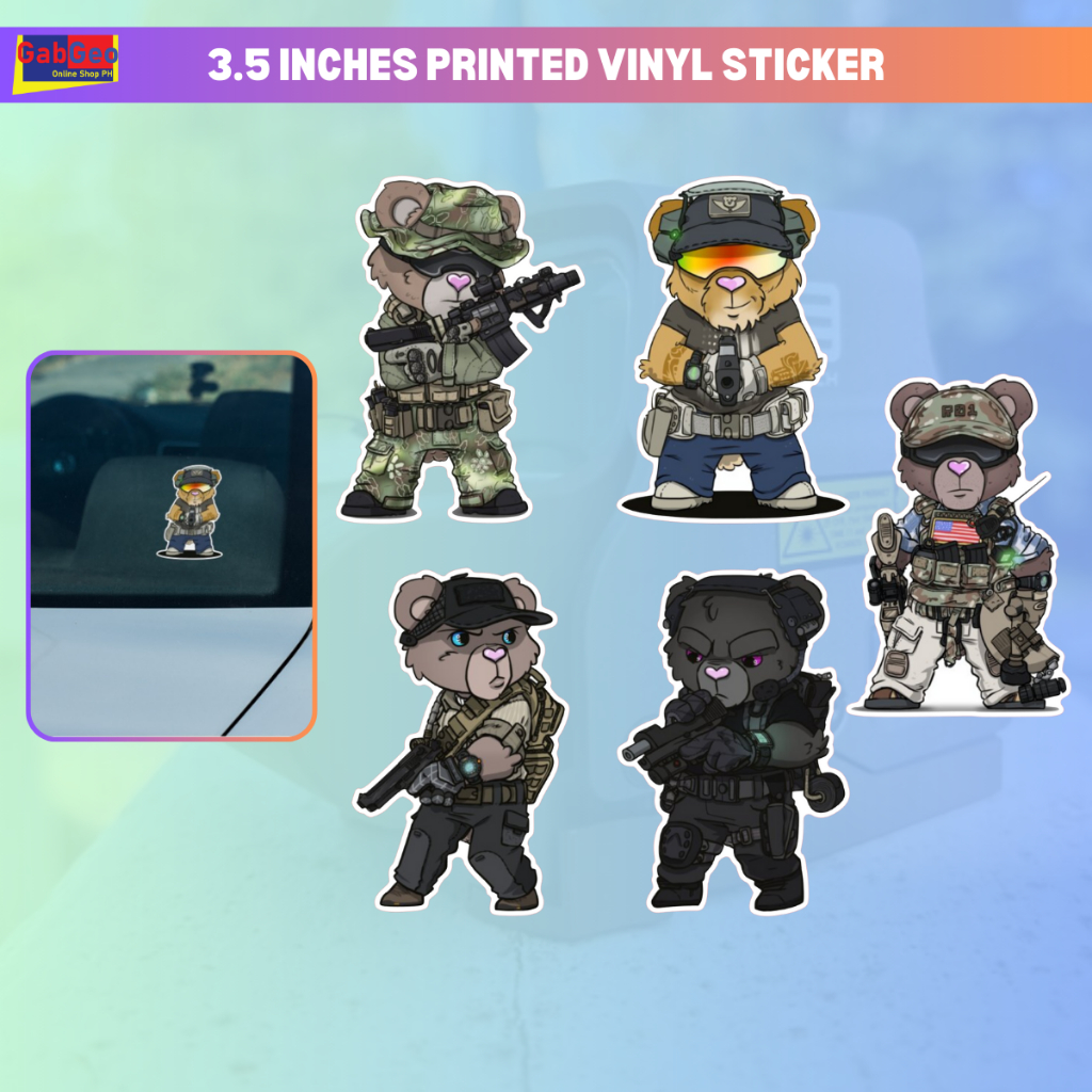 Teddy Bear Tactical Military Laminated Waterproof Vinyl Sticker For Car ...