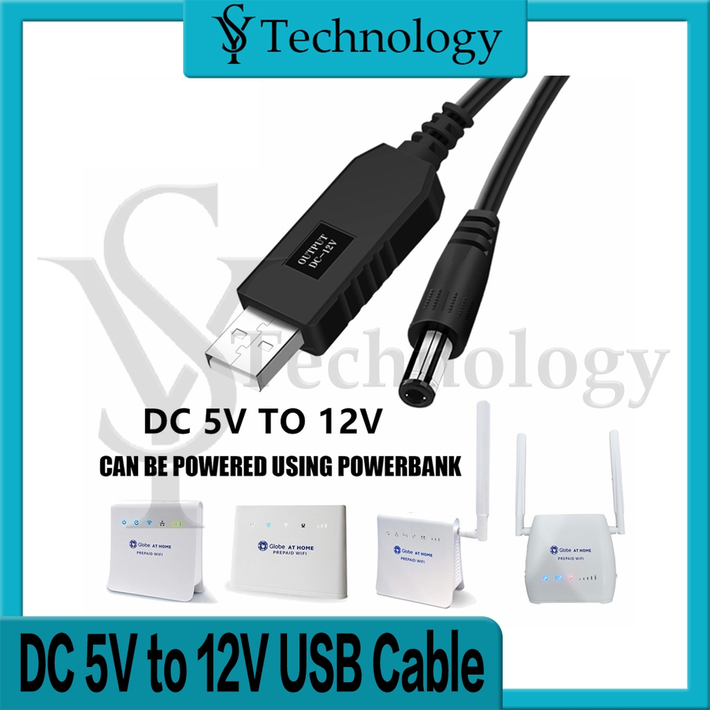 DC 5V to 12V USB Cable WiFi to Powerbank Connector Boost Converter Step ...