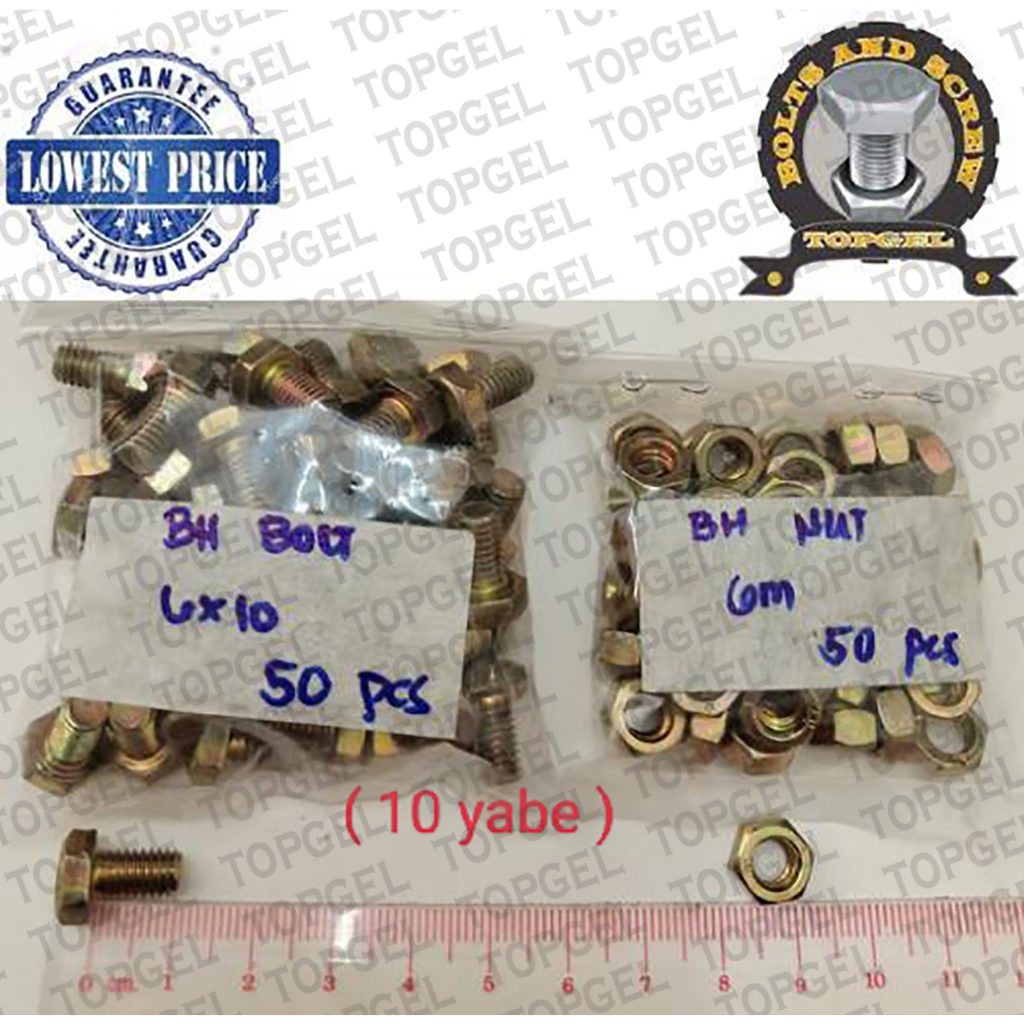 Gold plated/ yellow zinc ( 10 yabe ) price per 50 pcs BOLT WITH NUT ...