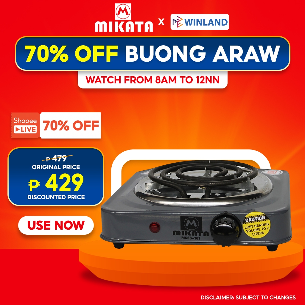 Mikata by Winland Single Burner Electric Stove 230V 1000W Non-Stick Coating MIK-MKES-161 ...