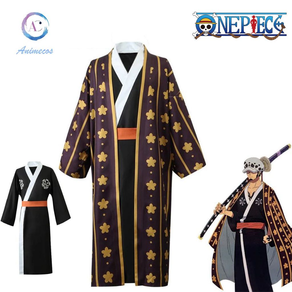 Anime One Piece Trafalgar Law Cosplay Costume Cloak Robe Wano Country ...