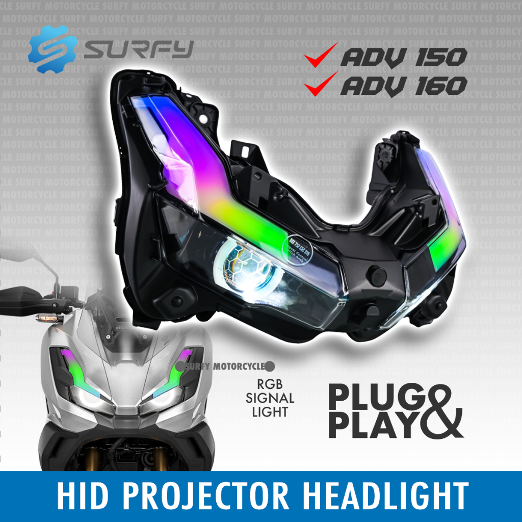 Honda ADV 160 ADV 150 HID Headlight Assembly With Angel Eyes RGB LED ...