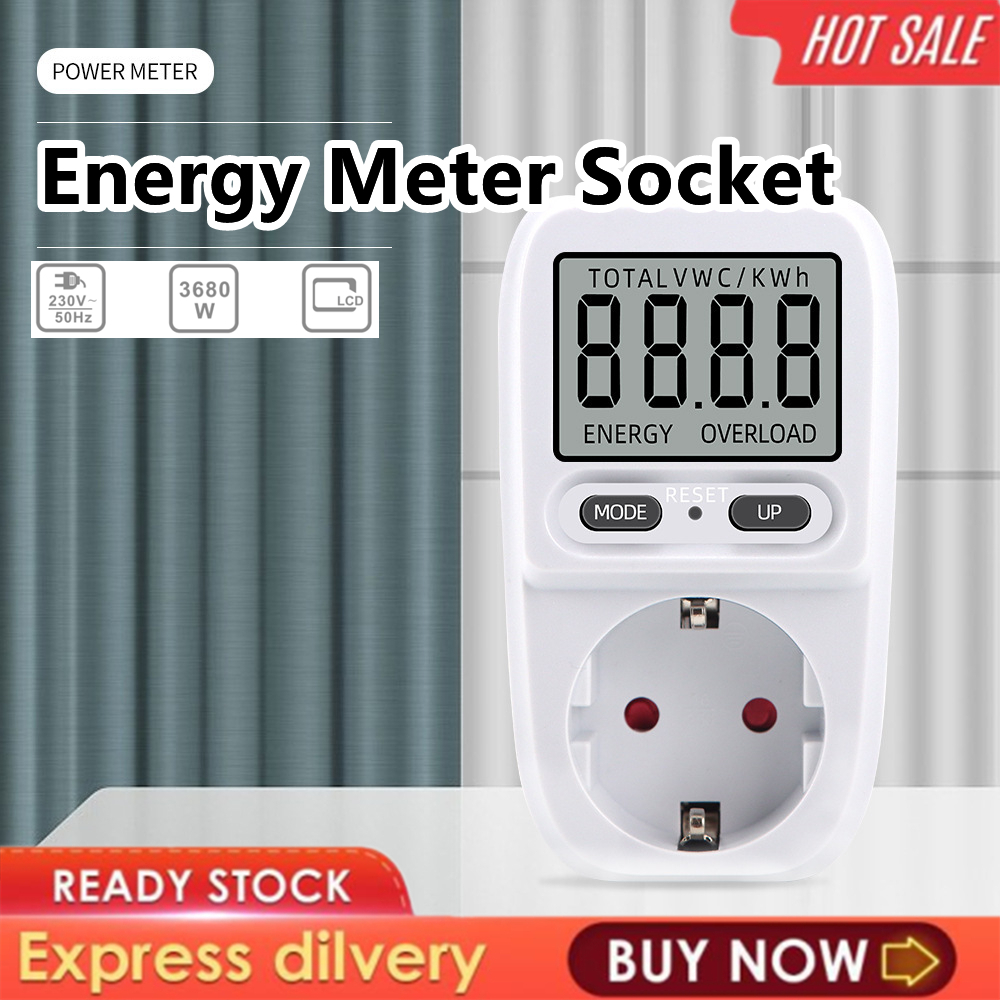 230V EU LCD Power Meter Wattmeter Socket Wattage Kwh Energy Socket ...