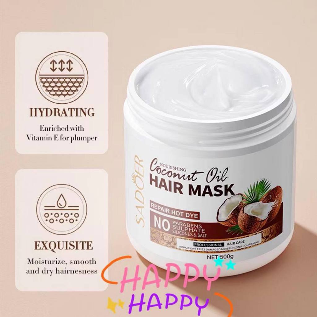 SADOER Coconut Aloe Vera Ginger Hair Mask Nourishing Maintenance Treatment for Rebonded Hair ...