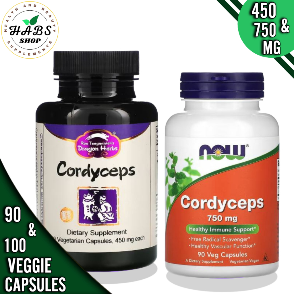 Cordyceps 750mg Now Foods or Dragon Herbs 450 mg, 100 Vegetarian ...