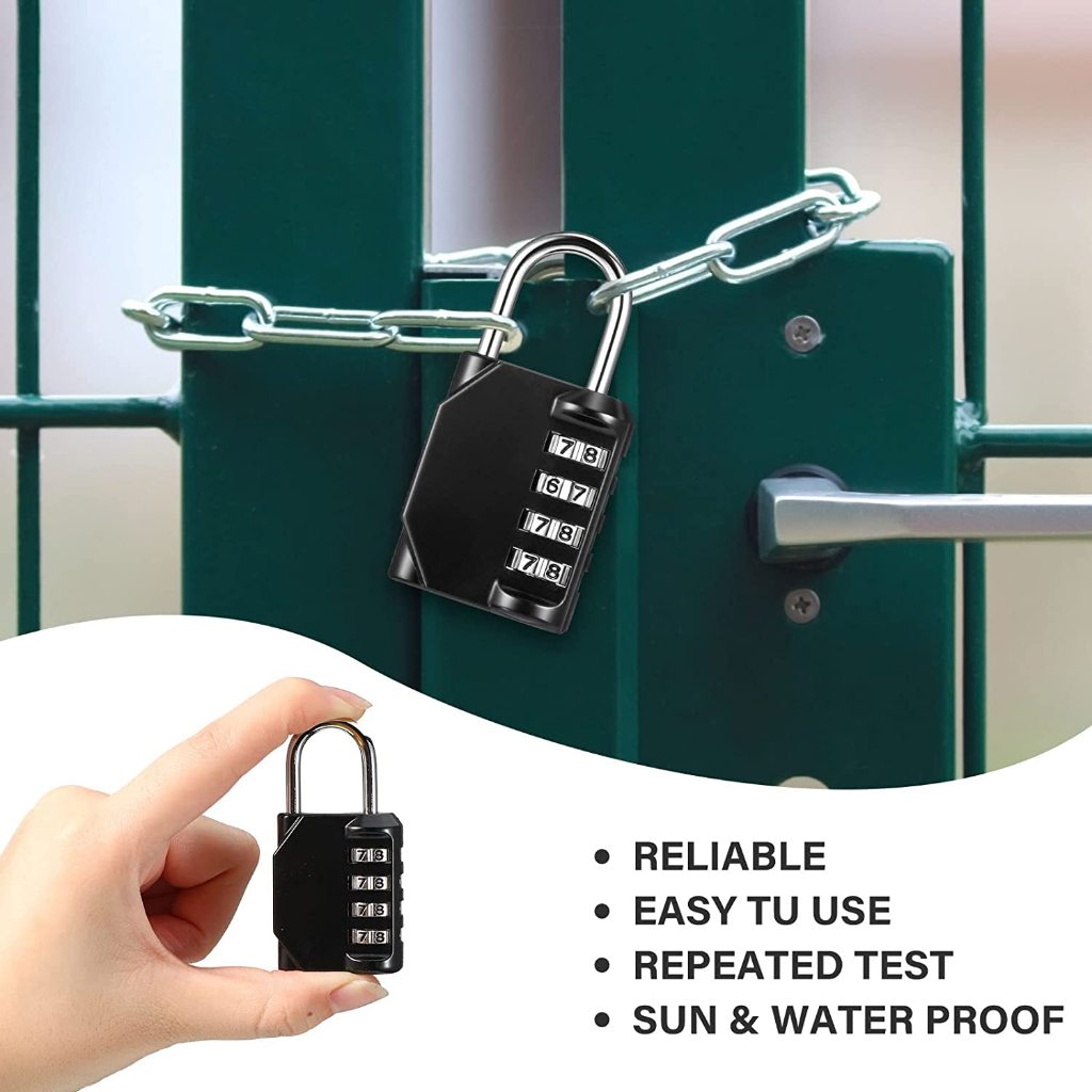 4 Digital Password Padlock Heavy Duty Lock for Luggage and Suitcase ...