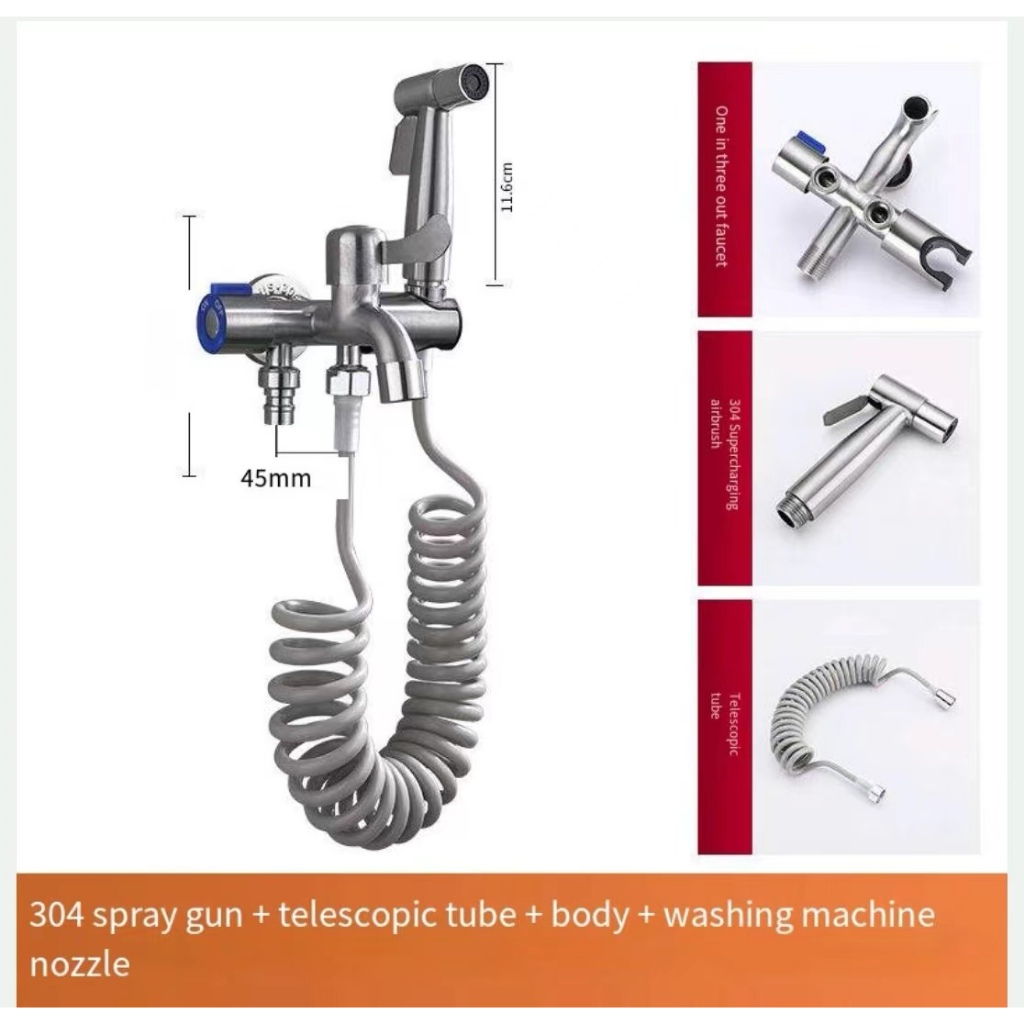 304 Stainless Steel Three Tap Multifunctional Stainless Steel Faucet ...