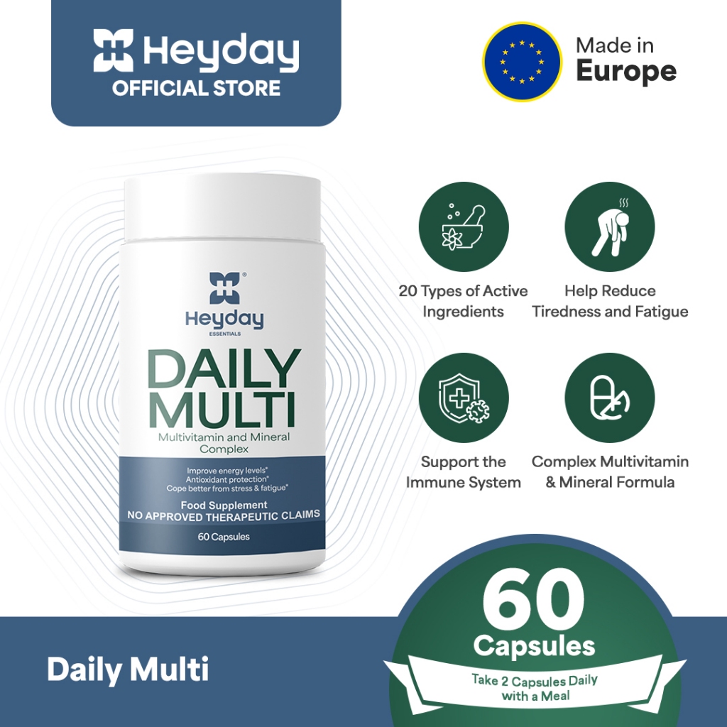 HEYDAY Essentials Daily Multi-Vitamin Capsules | 60 Caps | Enhances ...